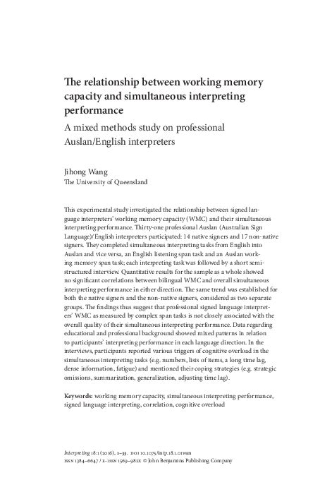 The Relationship Between Working Memory Capacity And Simultaneous
