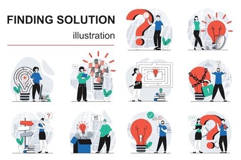 Premium Vector Finding Solution Concept With Character Situations Mega Set Vector Illustrations