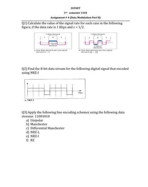 Q1 Calculate The Value Of The Signal Rate For Each