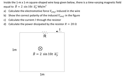 Solved Inside The 1 M Times 1 M Square Shaped Wire Loop Chegg Com
