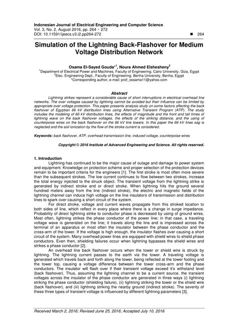 Pdf Simulation Of The Lightning Back Flashover For Medium Voltage Distribution Network