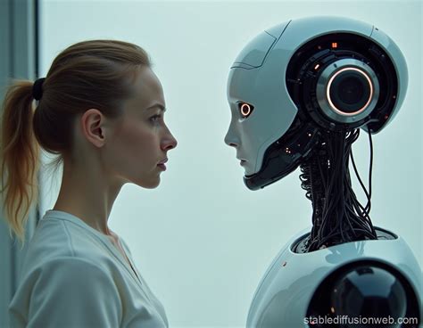 Human And Android Robot Interaction Stable Diffusion Online