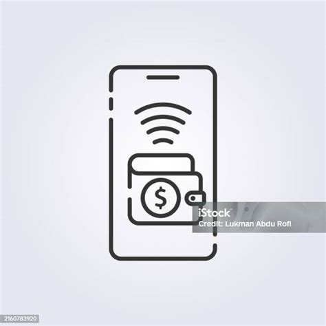 라인 아트 디지털 지갑 아이콘 로고 벡터 일러스트 레이 션 디자인 전자 지갑 아이콘 일러스트 Brand Name Smart Phone에 대한 스톡 벡터 아트 및 기타 이미지