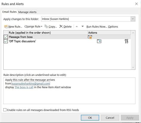 How To Display An Alert When Outlook Email From A Specific Address