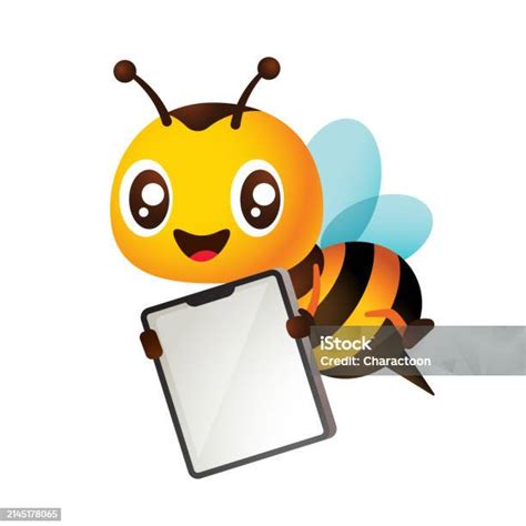 만화 귀여운 행복 꿀벌 빈 태블릿 간판을 들고 있습니다 벡터 캐릭터 일러스트 곤충에 대한 스톡 벡터 아트 및 기타 이미지 곤충 광고 교육 Istock