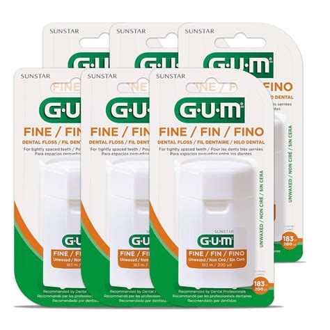 Gum Fine Floss Unwaxed 540 200yd Smooth Effective Plaque Removal