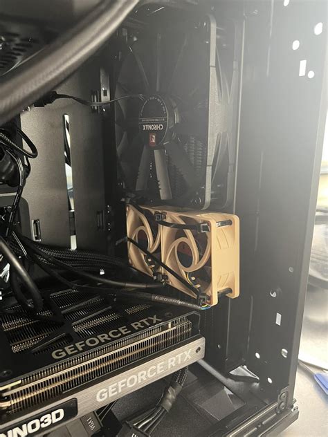 Gpu Too Long To Fit A 2nd Fan On My Aio So I Zip Tied 2 60mm Noctua Fans To The Rad R Pcbuild