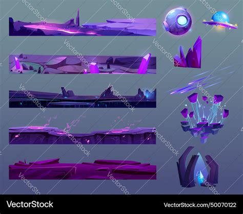 Game Ui Elements Set For Space Design Royalty Free Vector