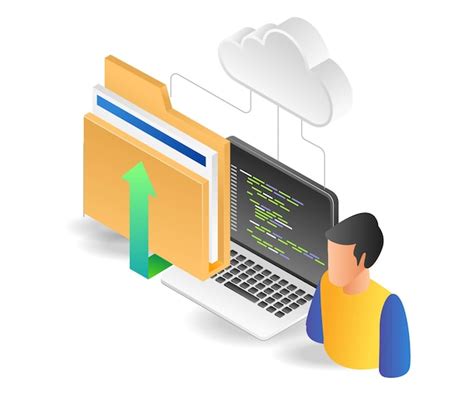 Premium Vector Flat Illustration Concept Isometric Cloud Server Program Data Folder