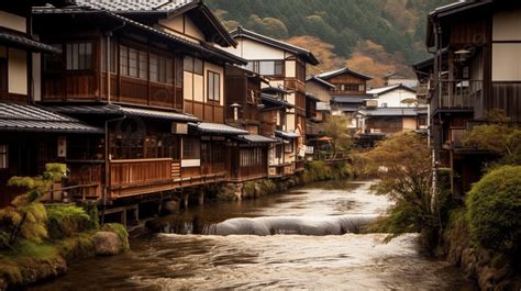 강가의 전통적인 일본식 건물 다이쇼 로망이 있는 그리운 거리 긴잔 온천 고화질 사진 사진 일본 배경 일러스트 및 사진 무료 다운로드 Pngtree