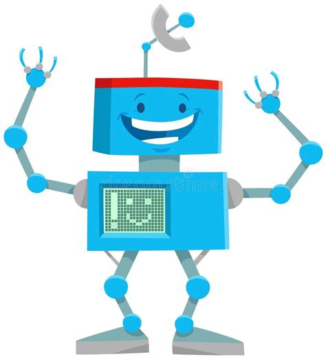 Cartoon Happy Robot Or Android Fantasy Character Stock Vector