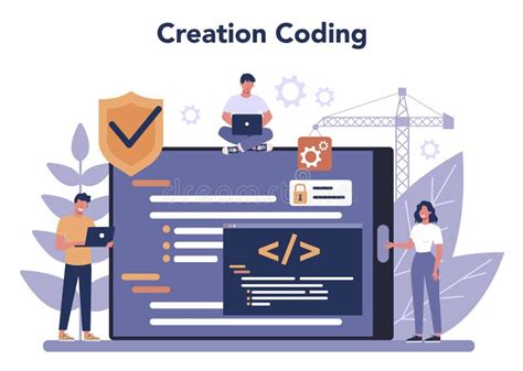 software developer online service or platform idea of programming stock vector illustration