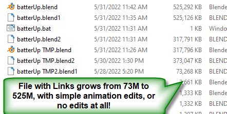 Linked Data File With Links Growing Huge Even Without Edits Blender Stack Exchange