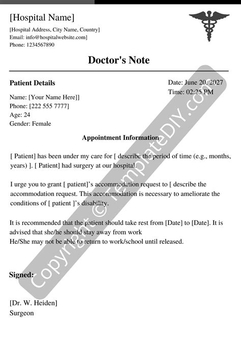 Doctors Note For Surgery Template Printable In Pdf And Word