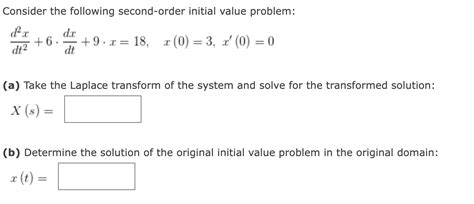 Solved Consider The Following Second Order Initial Value