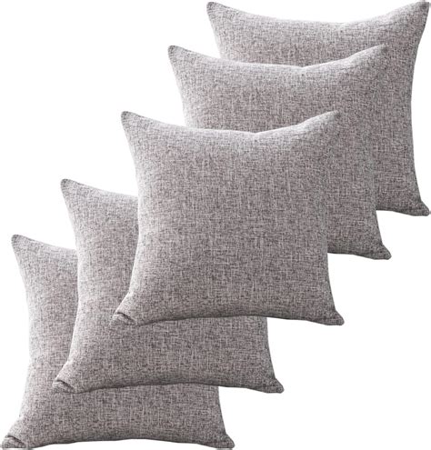 Jp Cutewind 座布団カバー 55x59cm 5枚セット ざぶとんかばー おしゃれ 銘仙判 北欧 リネン風 シンプル 和室 クッションカバー ライトグレー