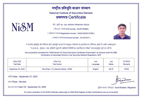 Akshay Yeole On Linkedin Certification Equityderivatives Nism 16
