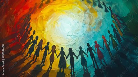 Silhouette Of A Unity Circle A Depiction Of A Circle Of Diverse