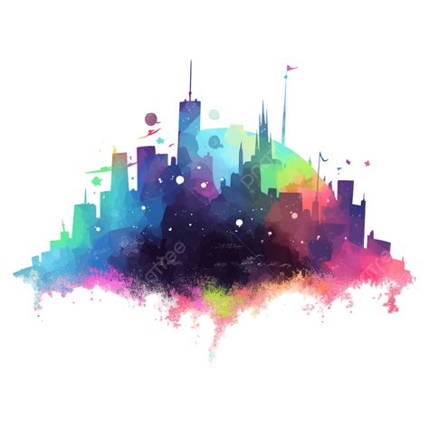 Ilustración Acuarela De Silueta De Ciudad Png Dibujos Ciudad Silueta Silueta De La Ciudad Png
