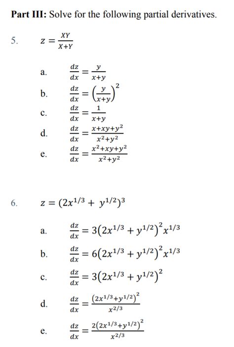 Solved Part Iii Solve For The Following Partial