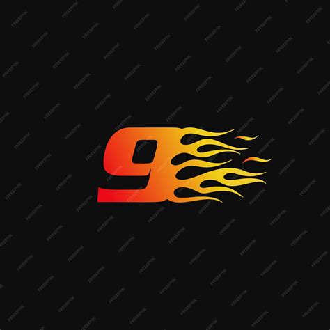 Premium Vector Number 9 Burning Flame Logo Design Template