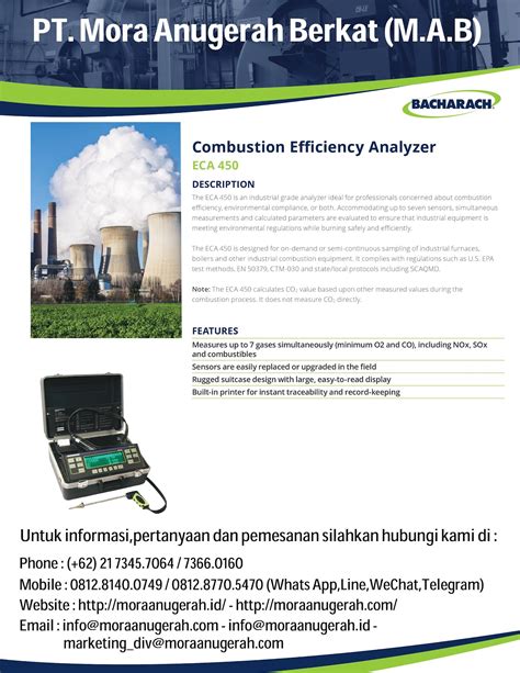 Bacharach Eca 450 Environmental Emissions Analyzer Catalog Supplier Alat Laboratorium