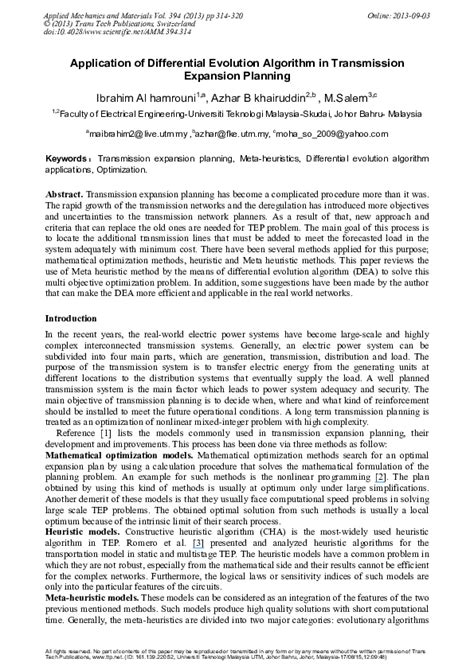 Pdf Application Of Differential Evolution Algorithm To The Design Of