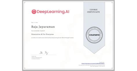 Raja Jayaraman On Linkedin Completion Certificate For Generative Ai