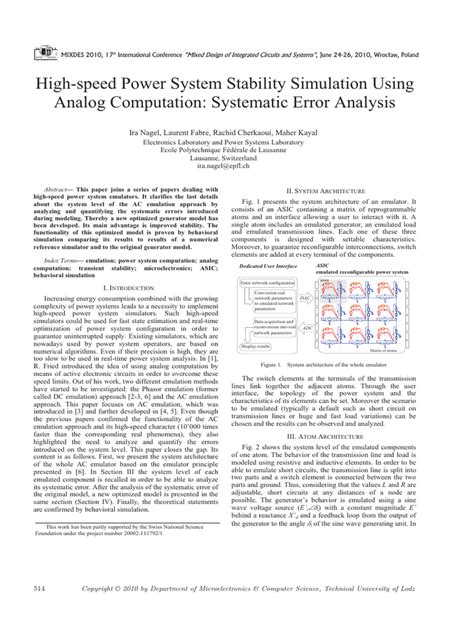 34 High Speed Power System Stability Simulation Using Analog