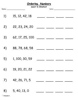 Ordering Numbers From Greatest To Least And From Least To Greatest