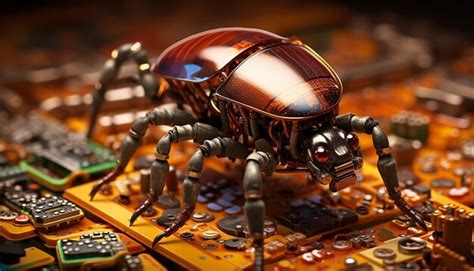 Premium Ai Image A Small Robotic Beetle Welding A Computer Chip