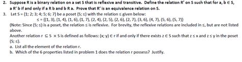 solved 2 suppose r is a binary relation on a set s that is