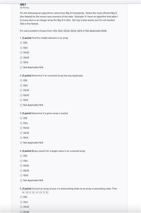 Solved Q Points For The Following Ten Algorithms Chegg Com