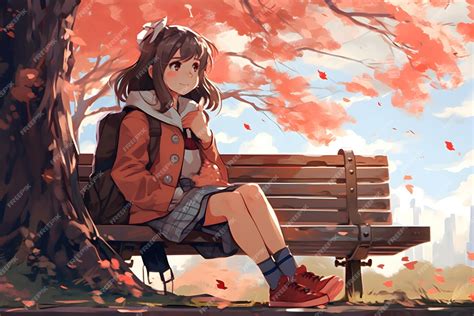Premium Photo Anime Girl Sitting Wallpaper