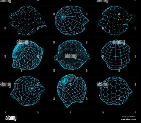 Futuristic Sphere Shapes 3d Globe Wireframe With Abstract Grid Vector