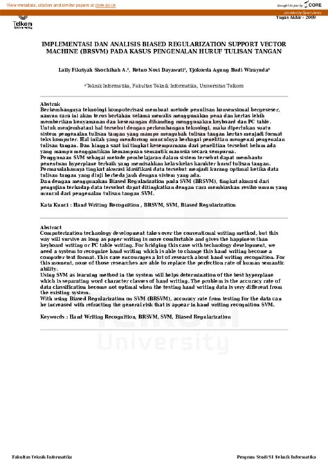 Pdf Implementasi Dan Analisis Biased Regularization Support Vector Machine Brsvm Pada Kasus