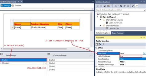 Keep Row Headers Visible In Ssrs Sql Bi Tutorials