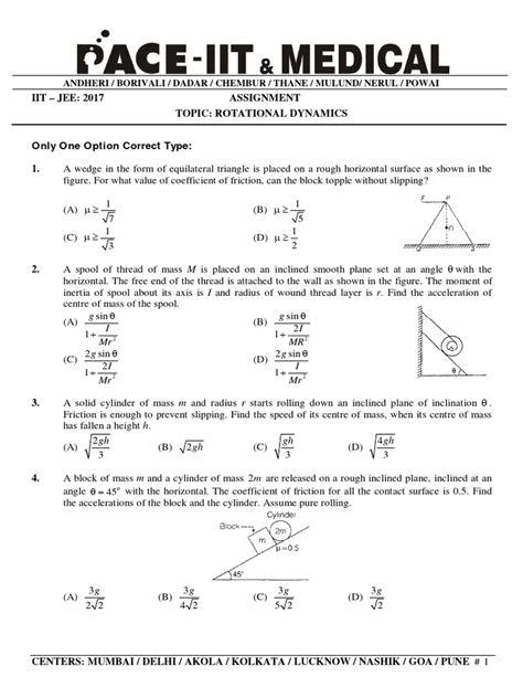 Assignment Rotational Dynamics Pdf