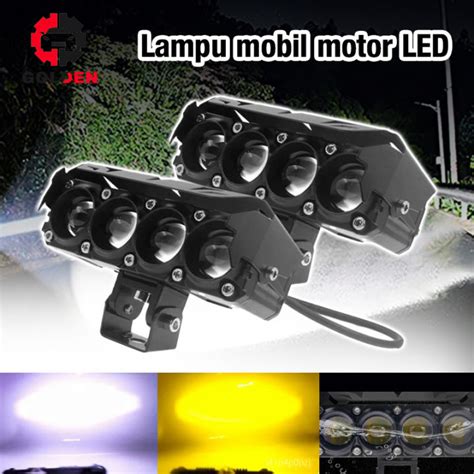 Lampu Tembak Sql 4 Mata Cr7 60 Watt 4 Mode Cahaya Devil Ice Blue Cahaya