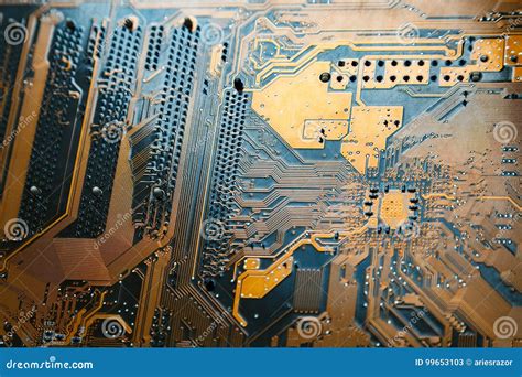 Closeup Shoot Of The Microchip On Circuit Board Stock Image Image Of Futuristic Card 99653103