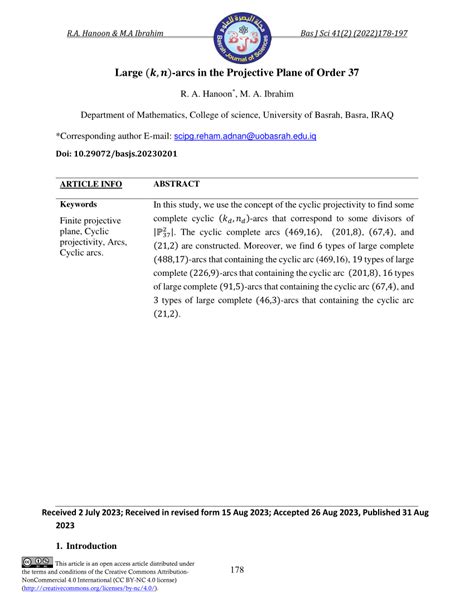 Pdf Large Kn Arcs In The Projective Plane Of Order 37