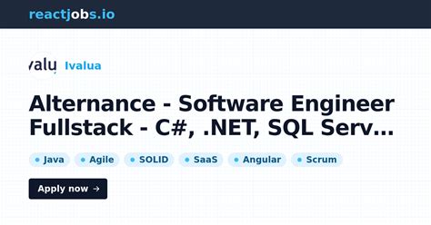 Alternance Software Engineer Fullstack C Net Sql Server React