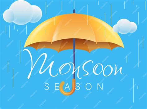 3d 현실적인 우산 벡터 일러스트와 함께 몬순 시즌 판매 포스터 배너에 적합 프리미엄 벡터