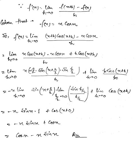 Differentiate The Following From First Principle Xcos X