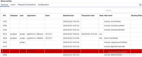 postgres cluster line highlighted in red activity walreceiver