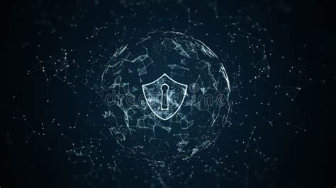 Shield Icon On Secure Global Network Cyber Security And Information Network Protection Future