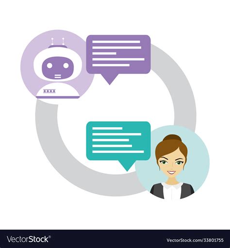 Chat Between Robot Bot And Humanfemale Chatbot Vector Image