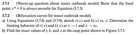 Solved 371 Warm Up Question About Insect Outbreak Model