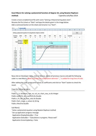 Excel Macro For Solving A Polynomial Equation PDF
