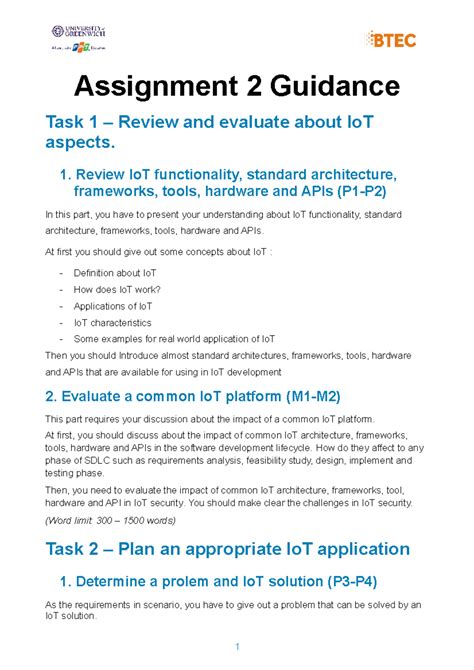 1 43 Assignment 1 Guidance Assignment 2 Guidance Task 1 Review And Evaluate About Iot